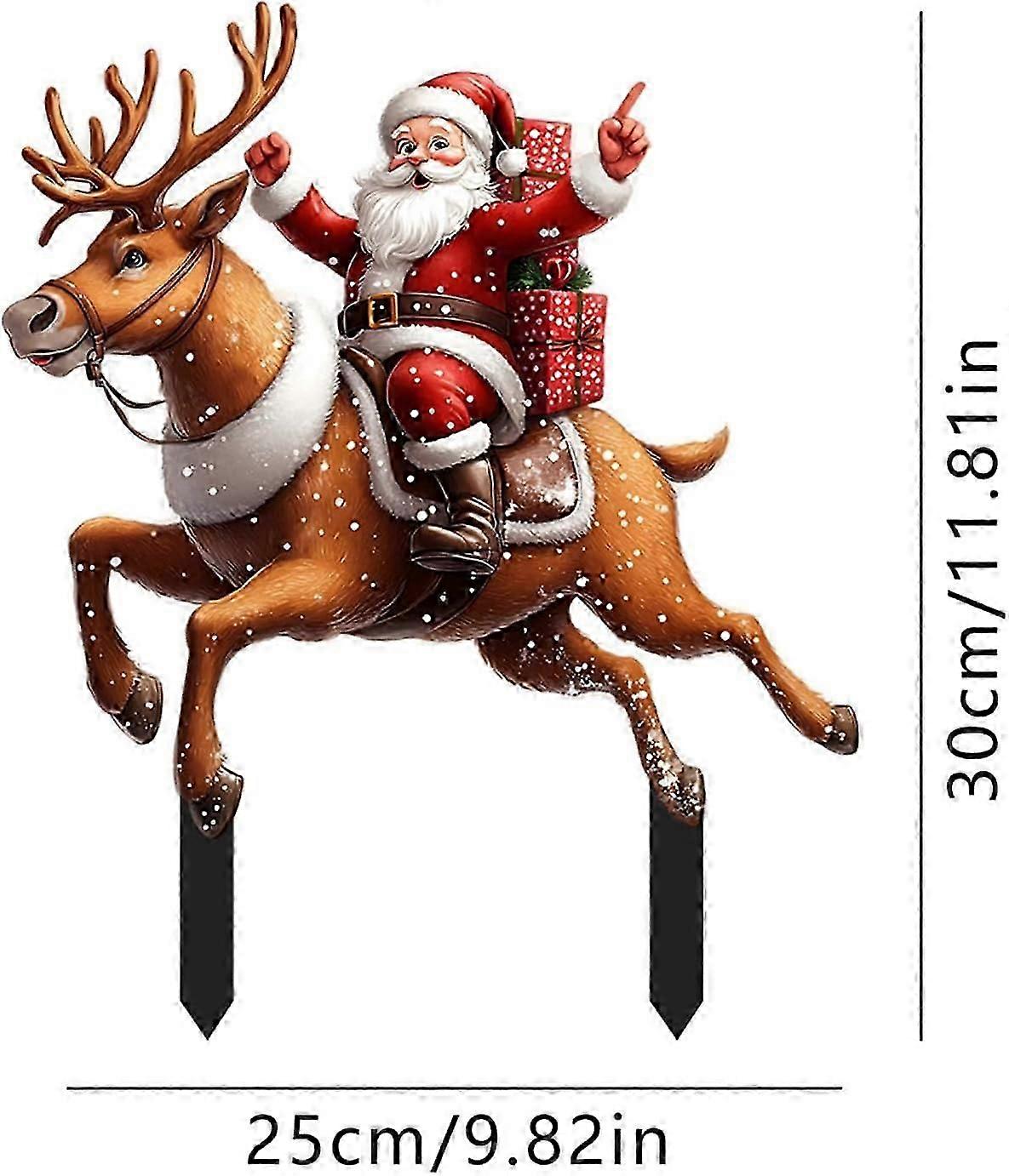 Christmas Stake, Santa Claus Reindeer Garden Stake Made of Acrylic, 2D ...