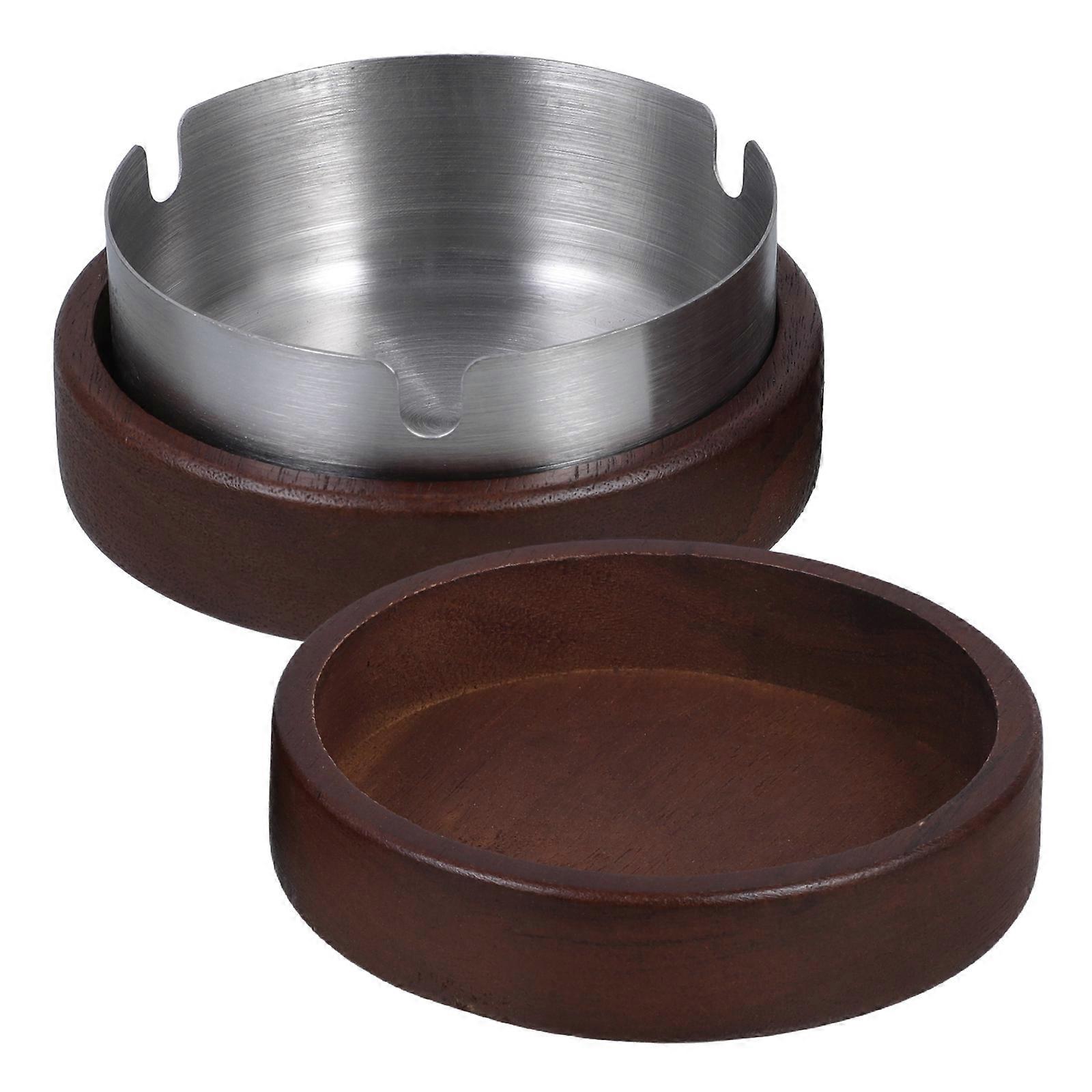 Portable Outdoor Wooden Ashtray with Stainless Steel Liner and Lid for ...