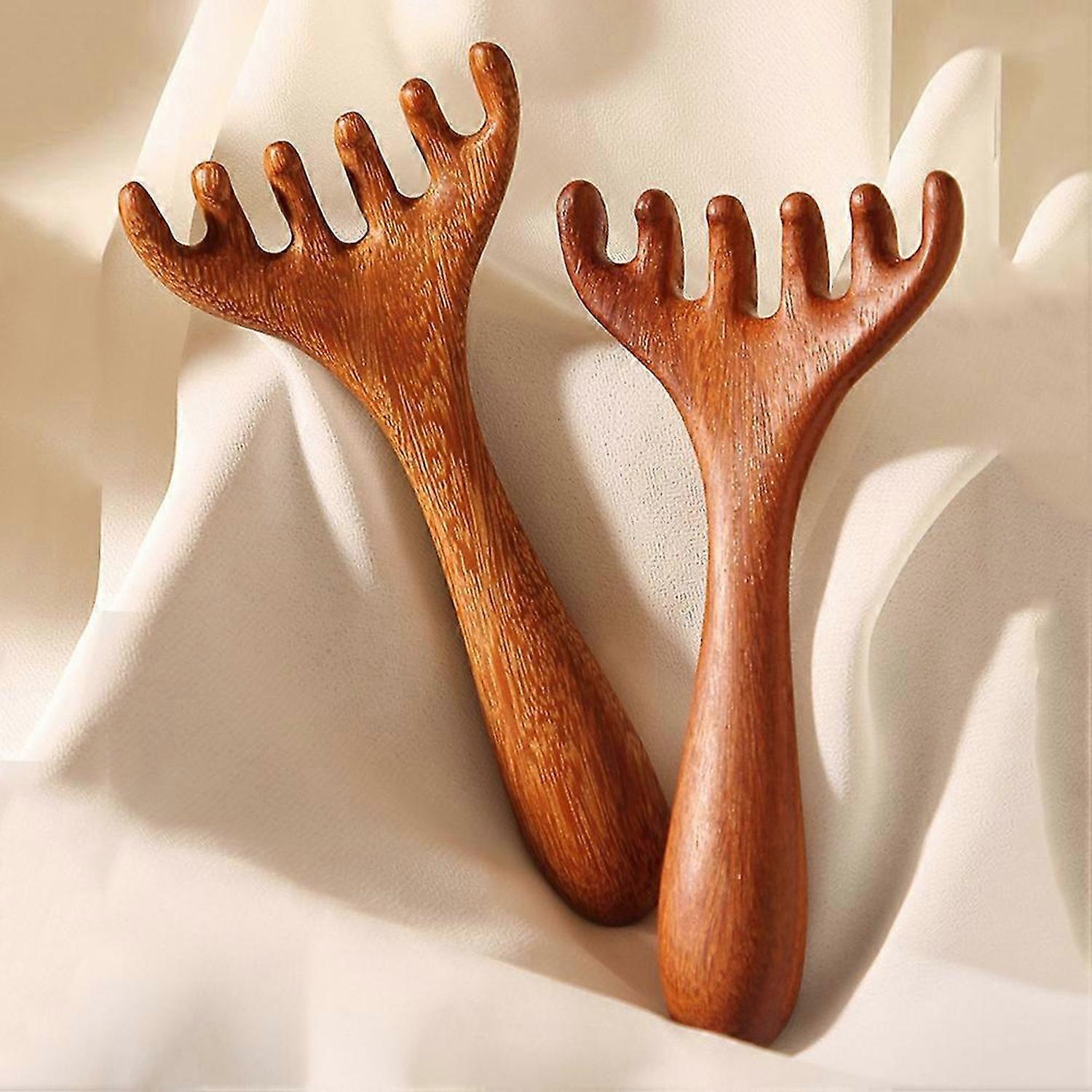 6 Claw Meridians Massage Comb Wooden Scalp Massager Comb, Deer Antlers ...