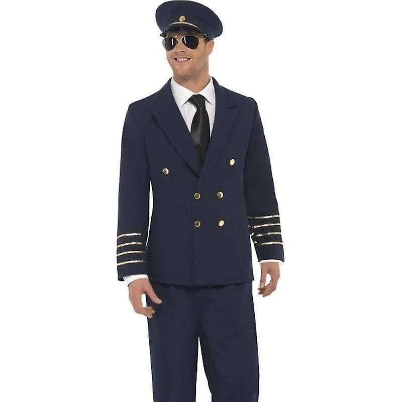 Pilot Costume Adult Navy Blue 28621l | Fruugo UK