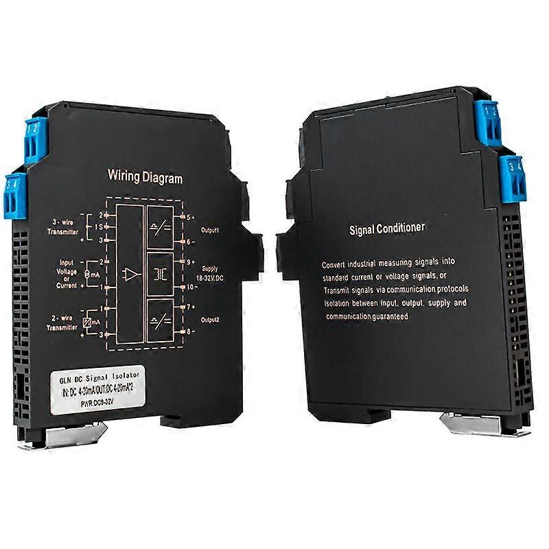 1 In 2 Out Dc Analog Galvanic Signal Isolator 4-20ma To 0-10v 35mm Dc24v Din Rail Current ...