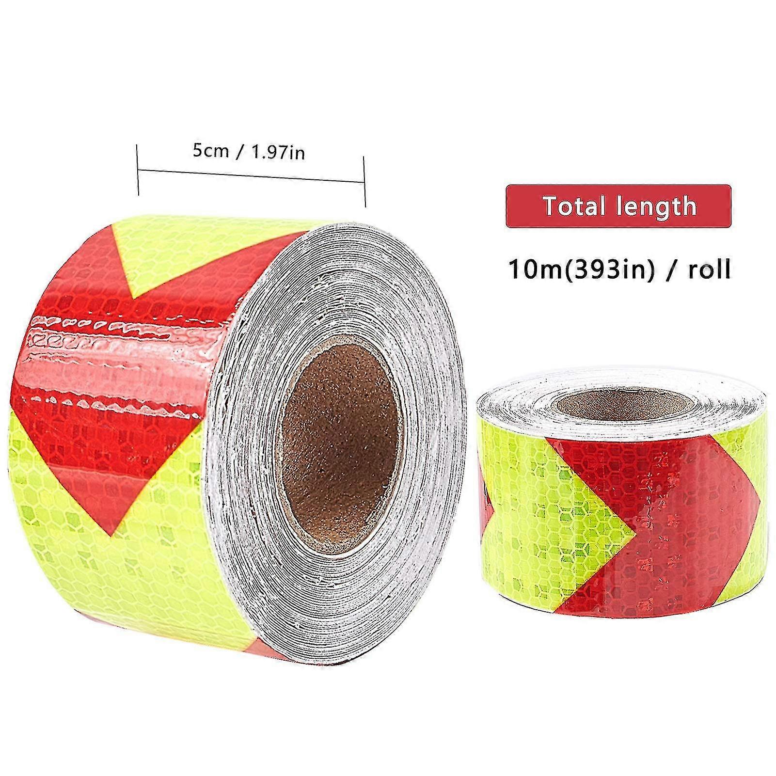 2" X 33ft Reflective Hazard Warning Tape Red Yellow High Intensity ...