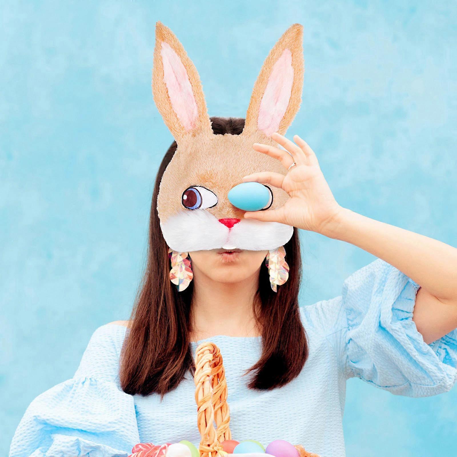 Mardi Gras Mask Plush Rabbit Mask Easter Party Mask Masquerade Dance ...