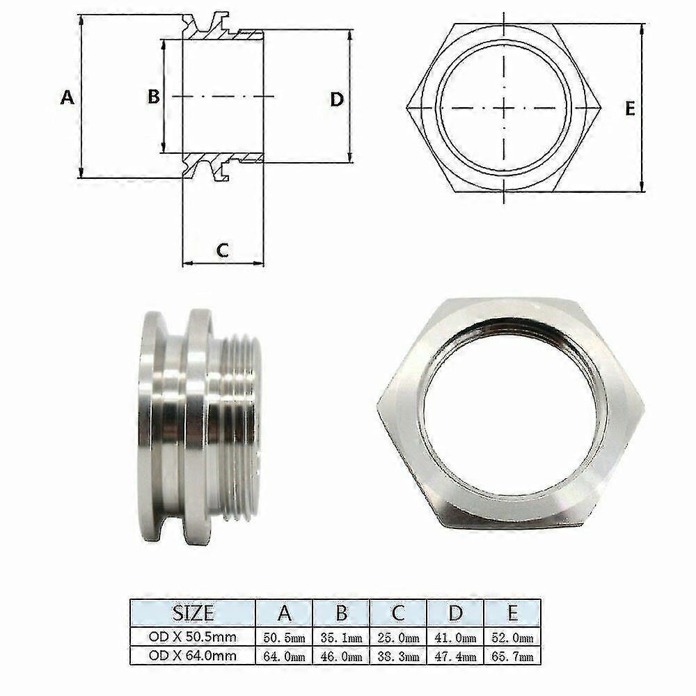 Weldless Bulkhead Stainless Steel Ss304 1.5"/2" Tri Clamp Kettle ...