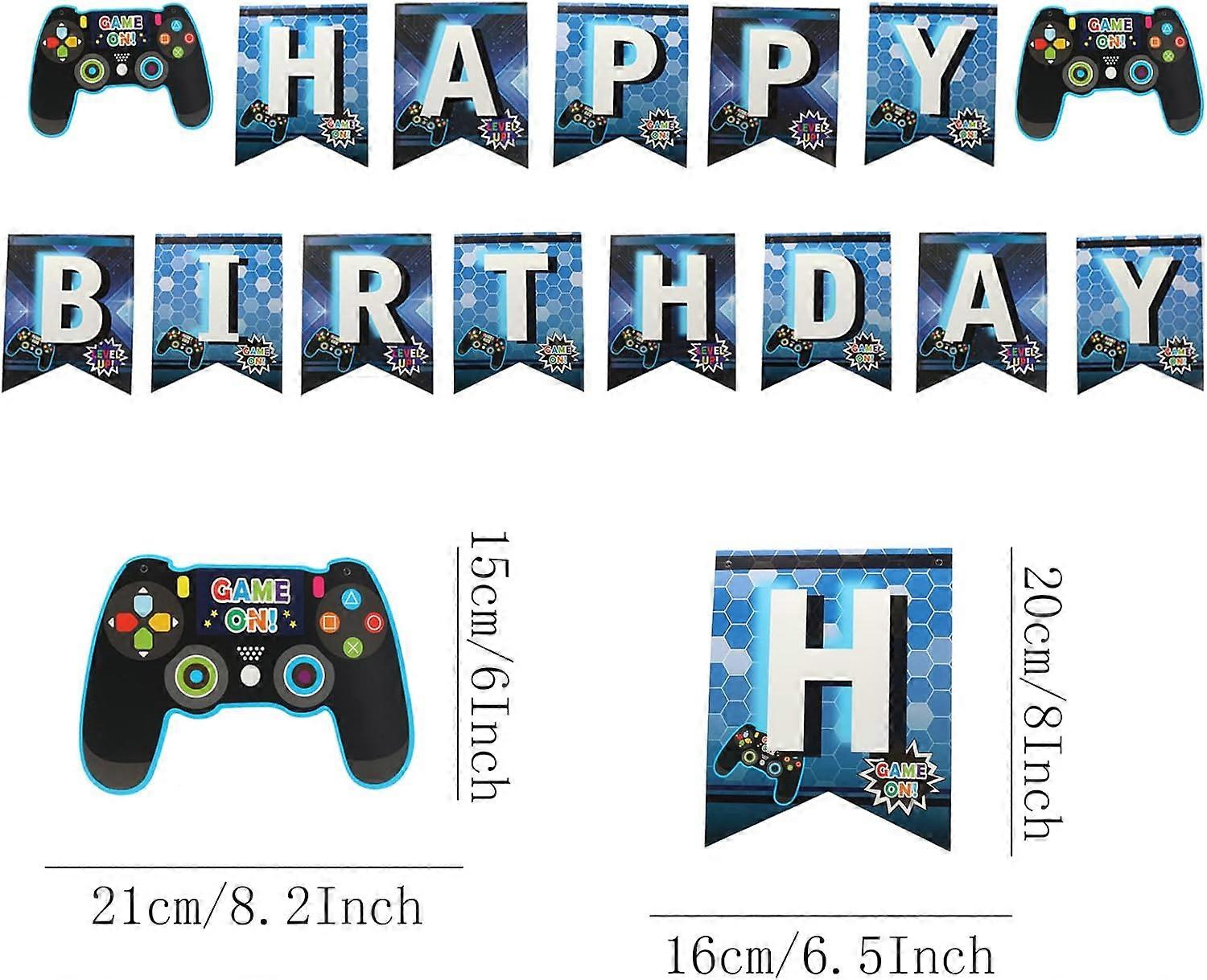 Video Game Happy Birthday Banner (Blue) Game Theme Party Happy Birthday ...
