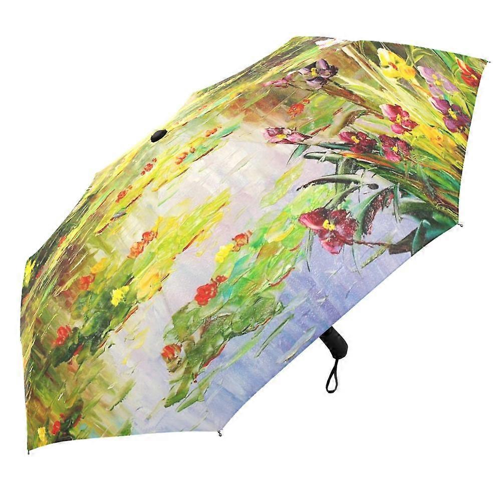 Claude Monet Oil Painting Umbrella Rain Women Fully Automatic Three ...