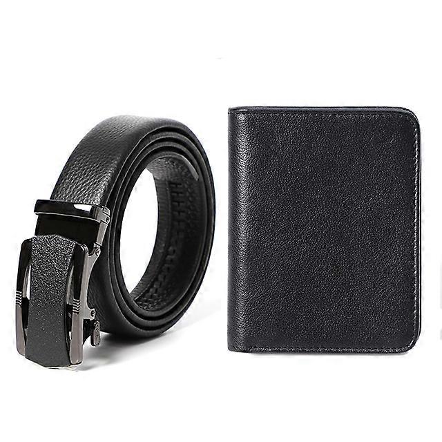 100% Genuine Leather Men Wallet and Belt Set Mini Men's Wallets Thin ...