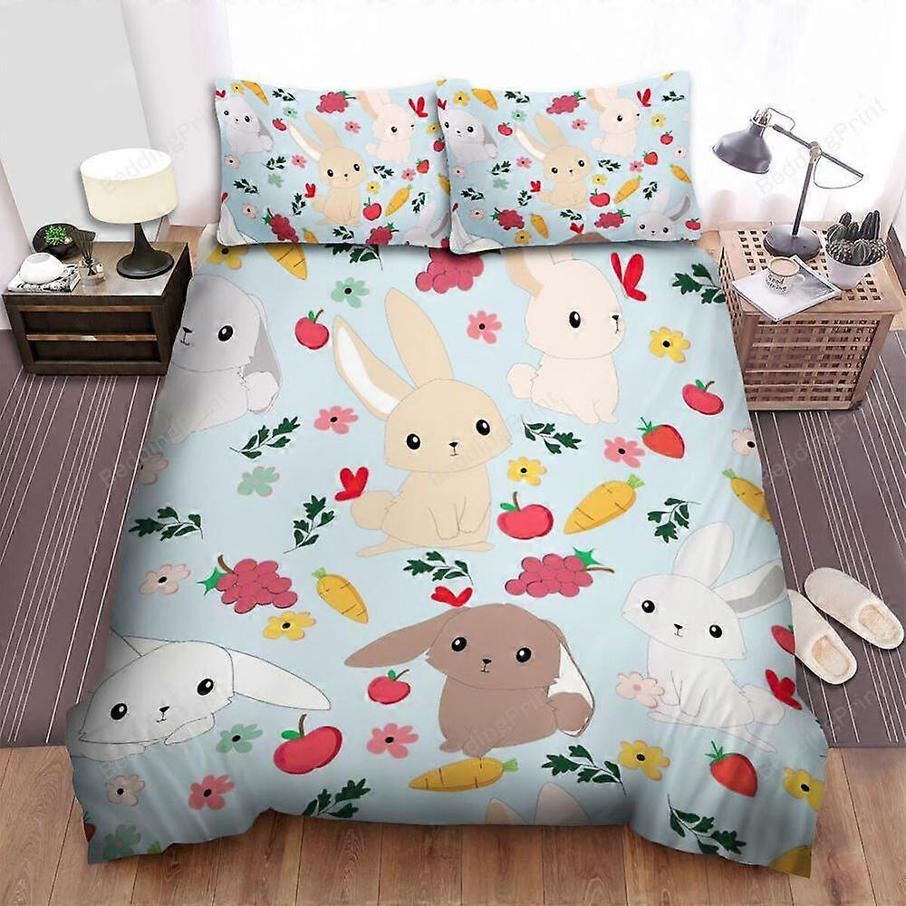 v551 Bed Sheets The Wild Animal Cute Cartoon Rabbit Heads Cloud Pattern ...
