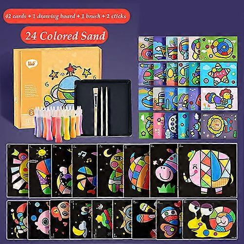 Sand Painting Set with 42 Sheets Sand Art Pictures and 24 Colors Sand ...