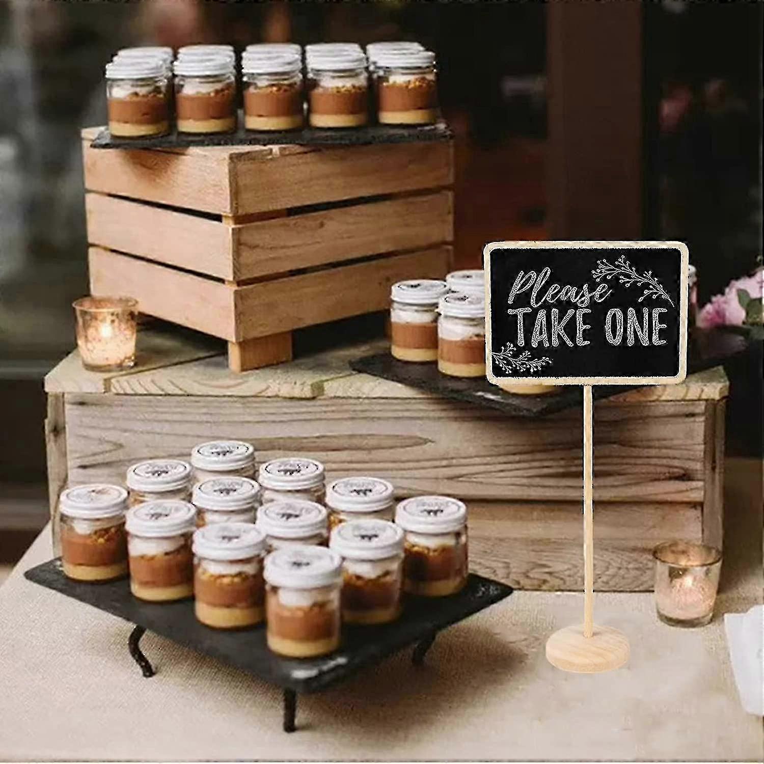 12-Piece Mini Chalkboard Sign Sets with Wooden Stands for Buffet Table ...