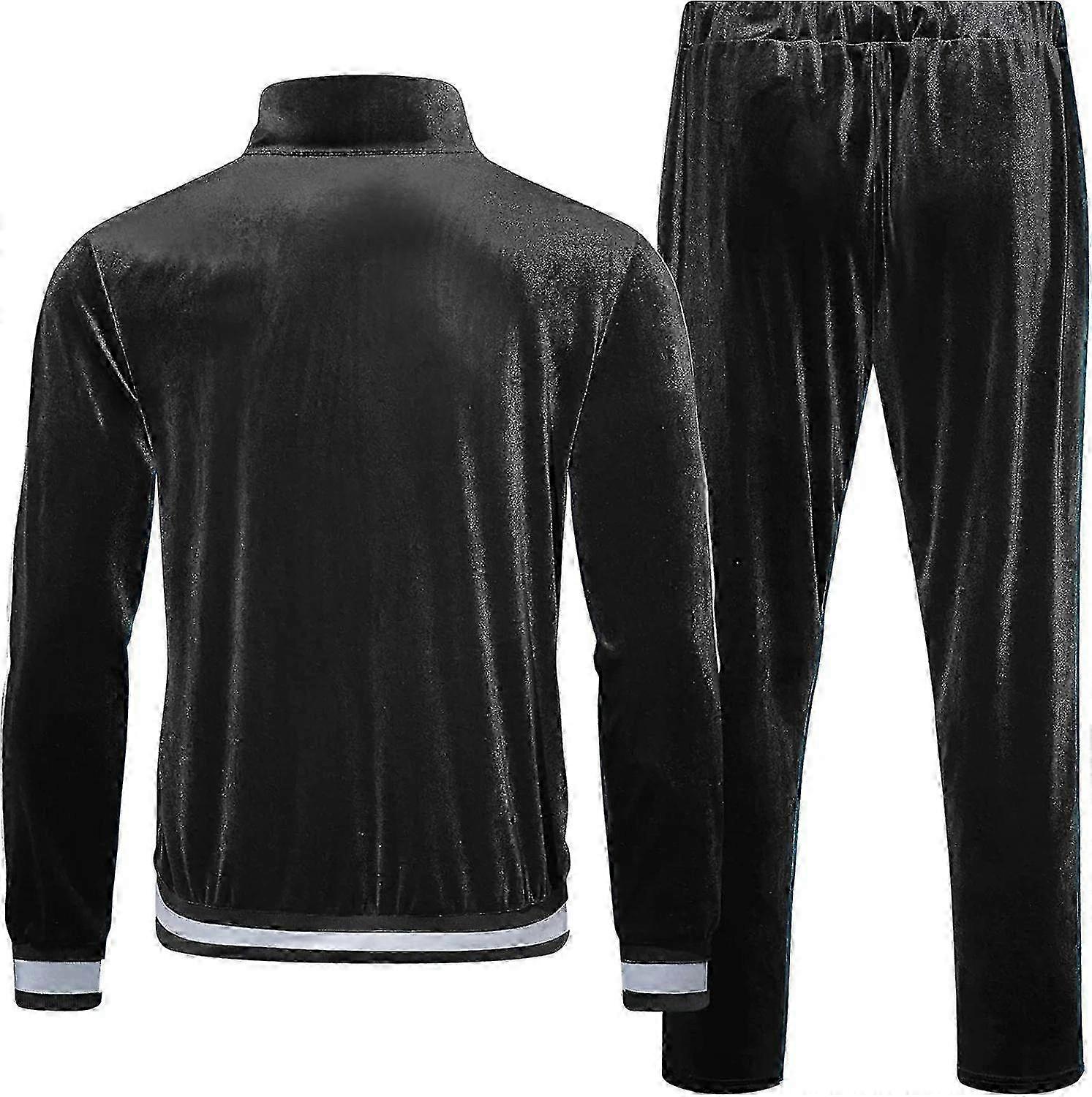 Velour jogging suit for men - 2 piece zip up set | Fruugo UK