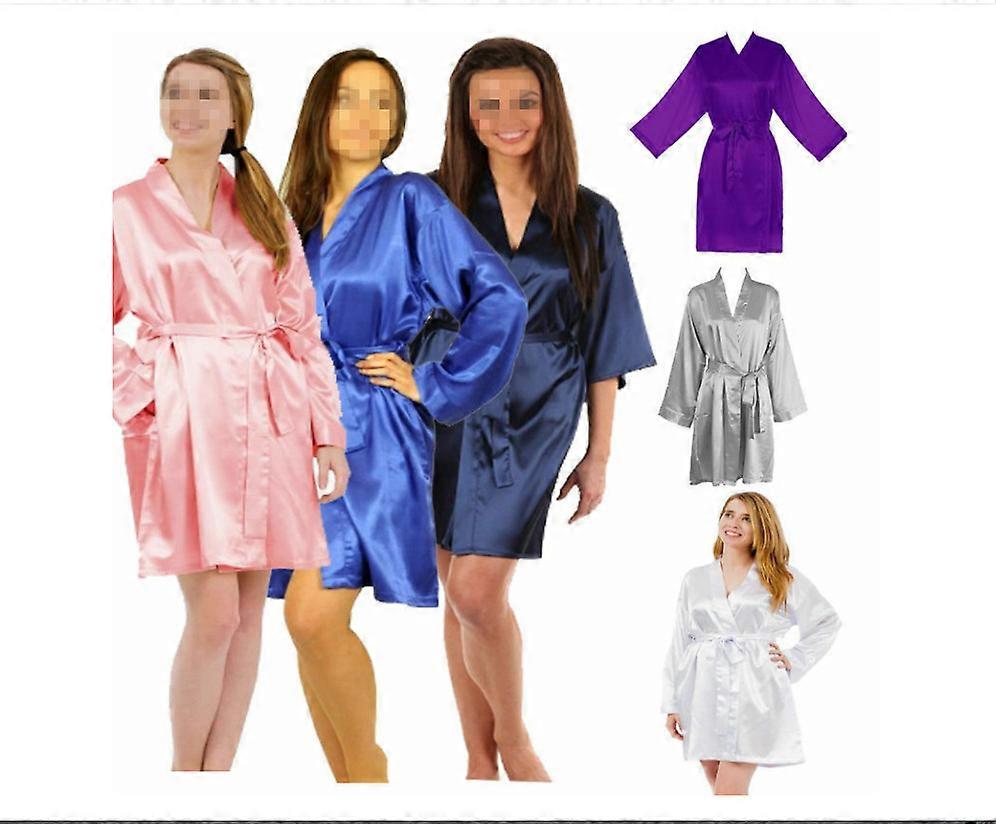 Women plain Silk Satin Robes Bridal Wedding Bridesmaid Bride Gown bath ...
