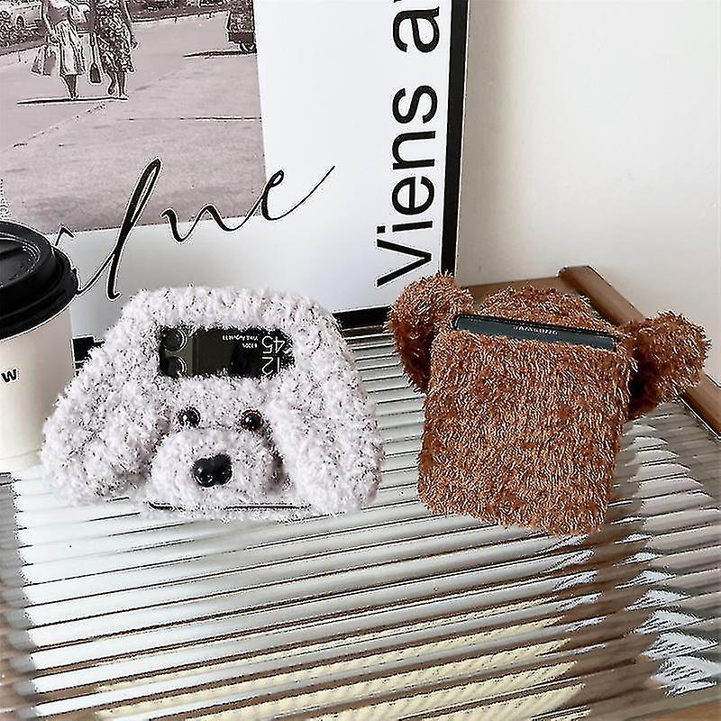 Cute Furry Dog Case Compatible With Samsung Galaxy Z Flip 3/4, Plush ...