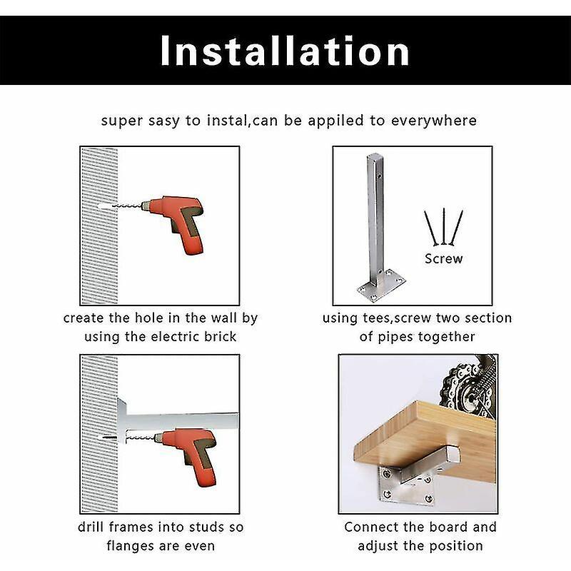 25cm Floating Shelf Brackets, Shelf Mounted, Industrial Bracket Wall ...