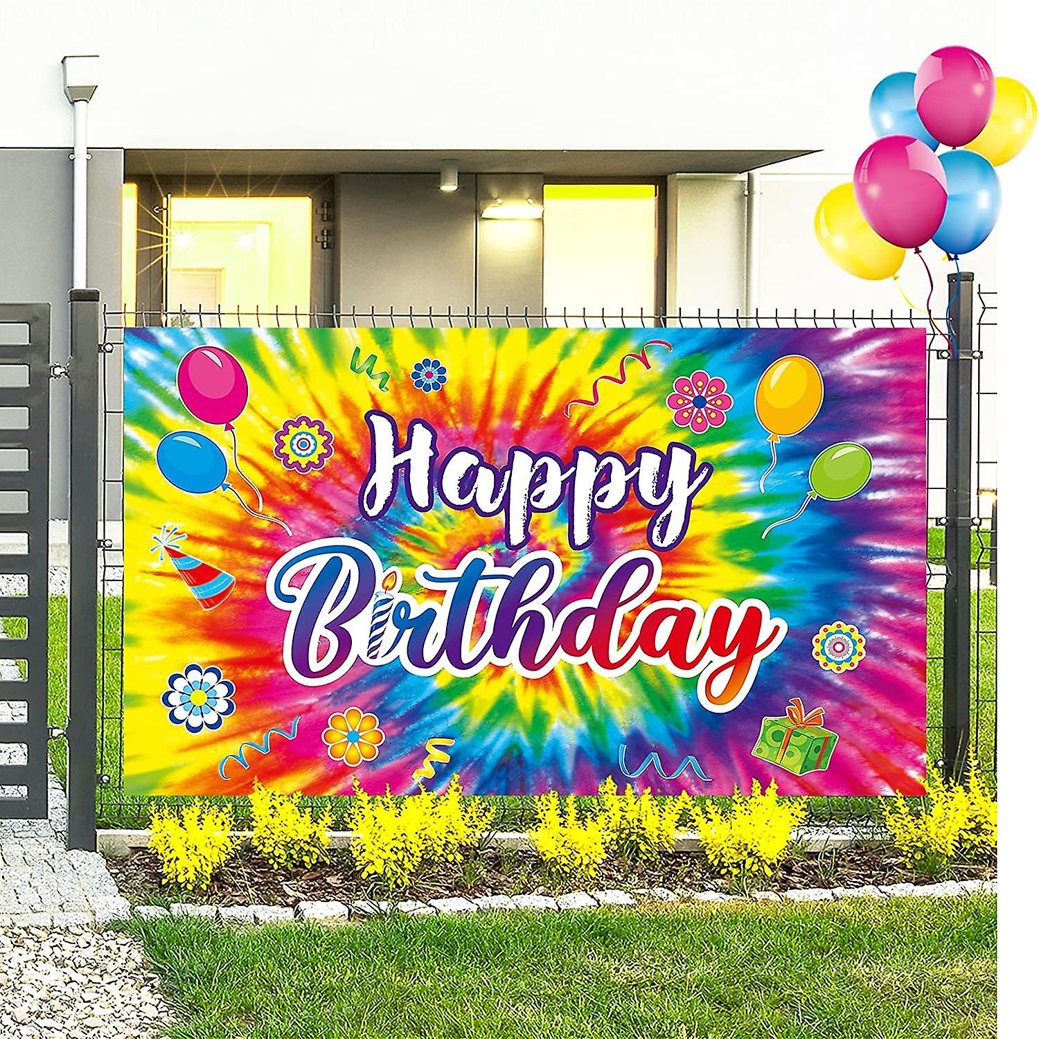 Tie Dye Birthday Backdrop, Tie Dye Party Supplies Birthday Decorations ...