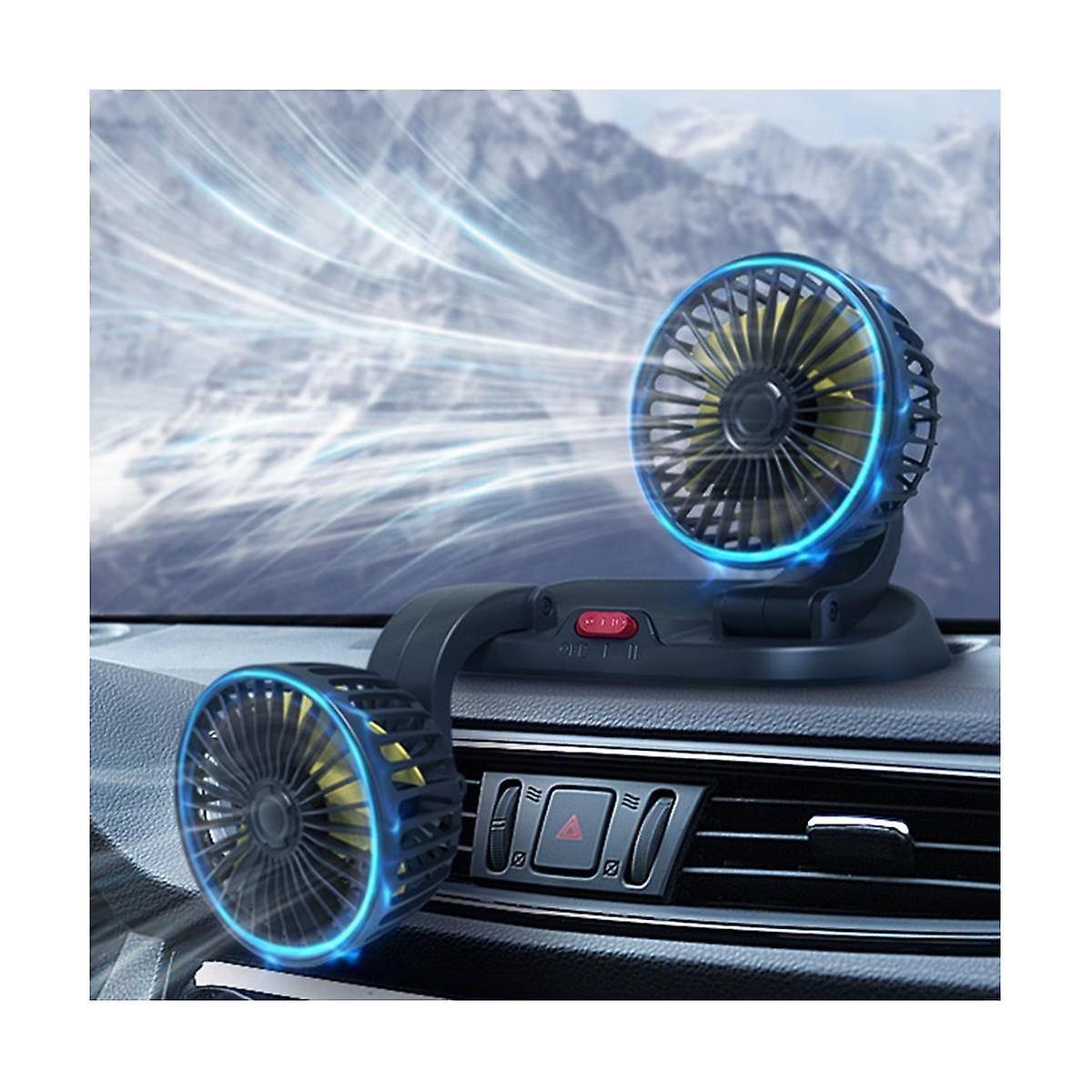 12V Car Fan Double Head Fan Portable Auto Cooling Fan Cooling Big Wind ...