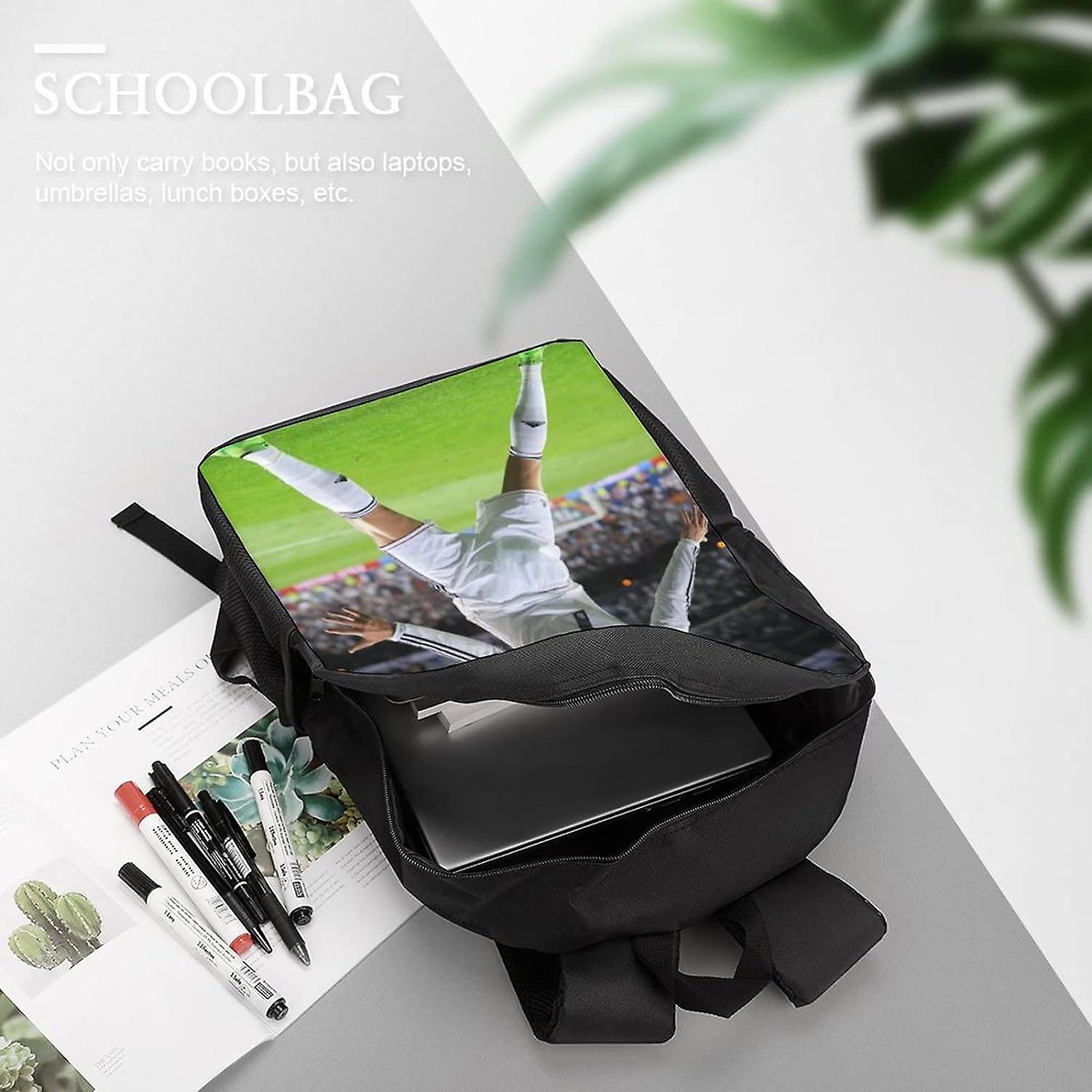 GENBAK Kids School Backpack 3D Printed Ronaldo Backpack Football Star ...