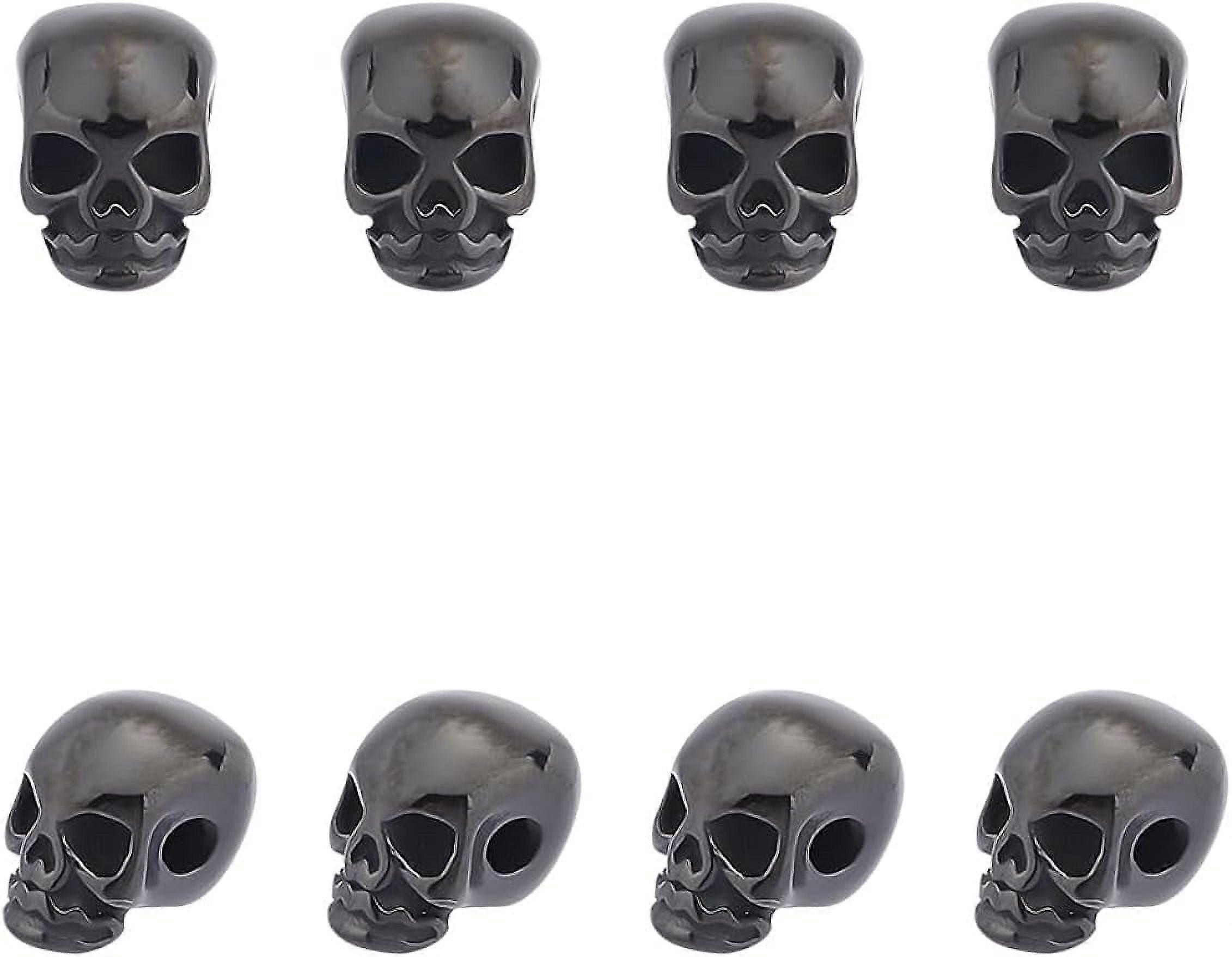 8pcs Gunmetal Skull Beads Stainless Steel Skull Head Beads Retro Skull ...