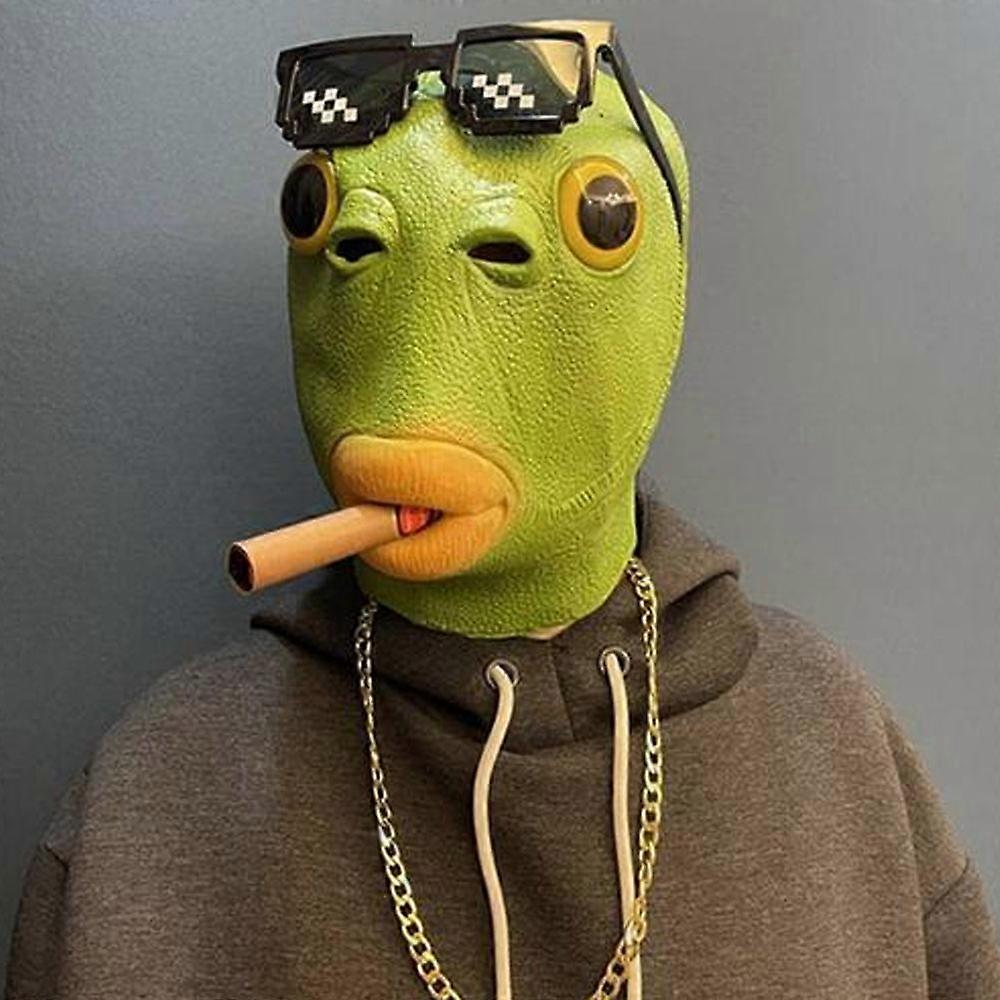 Animal Full Face Masks Halloween Party Costume Props Funny Green Fish ...