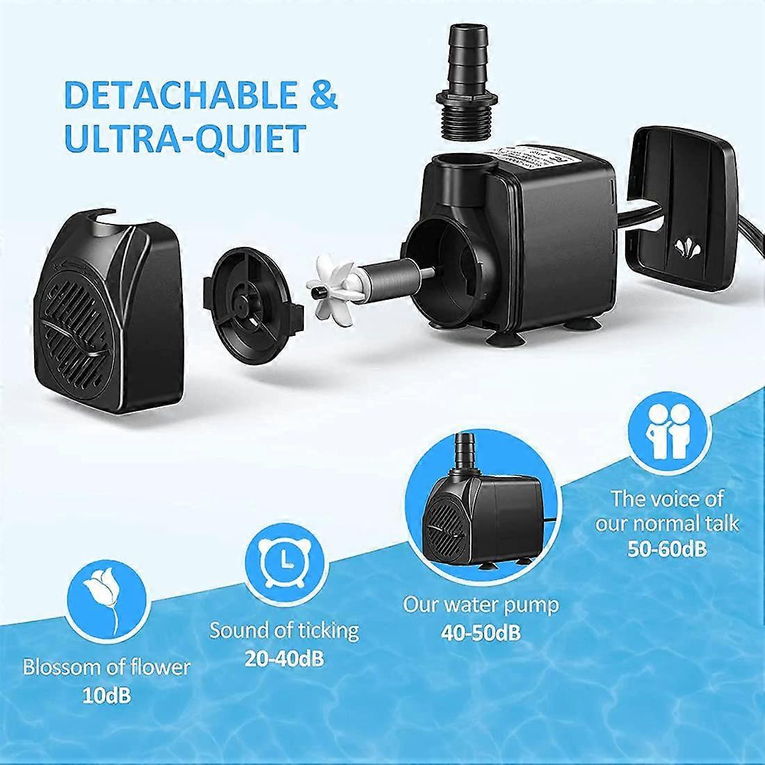 60W Submersible Pump, 800GPH 3000L/H Ultra-Quiet Fountain Water Pump, Detachable and Cleanable ...