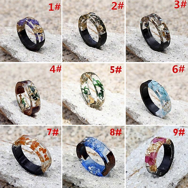 Women's Love Ring Wood Resin Ring Fashion Handmade Epoxy Resin with ...