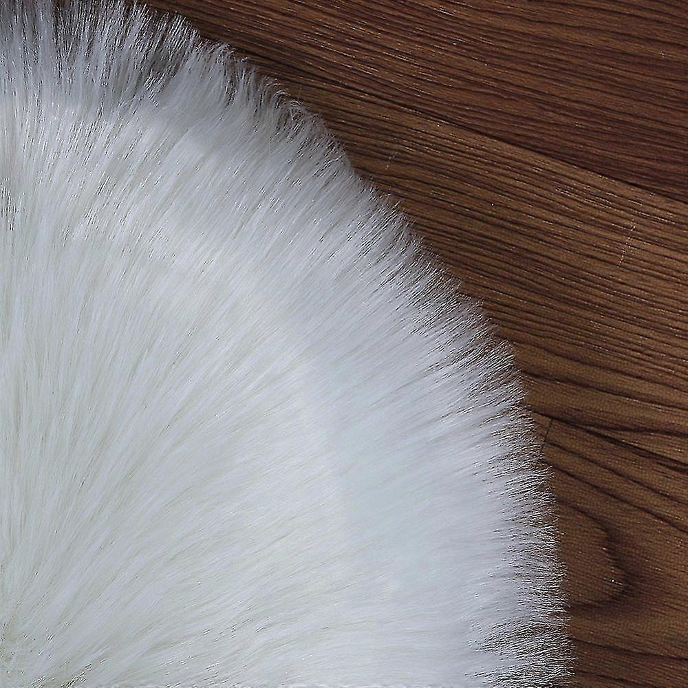 Premium Soft Round Faux Fur Sheepskin Seat Cushion Chair Cover Plush ...