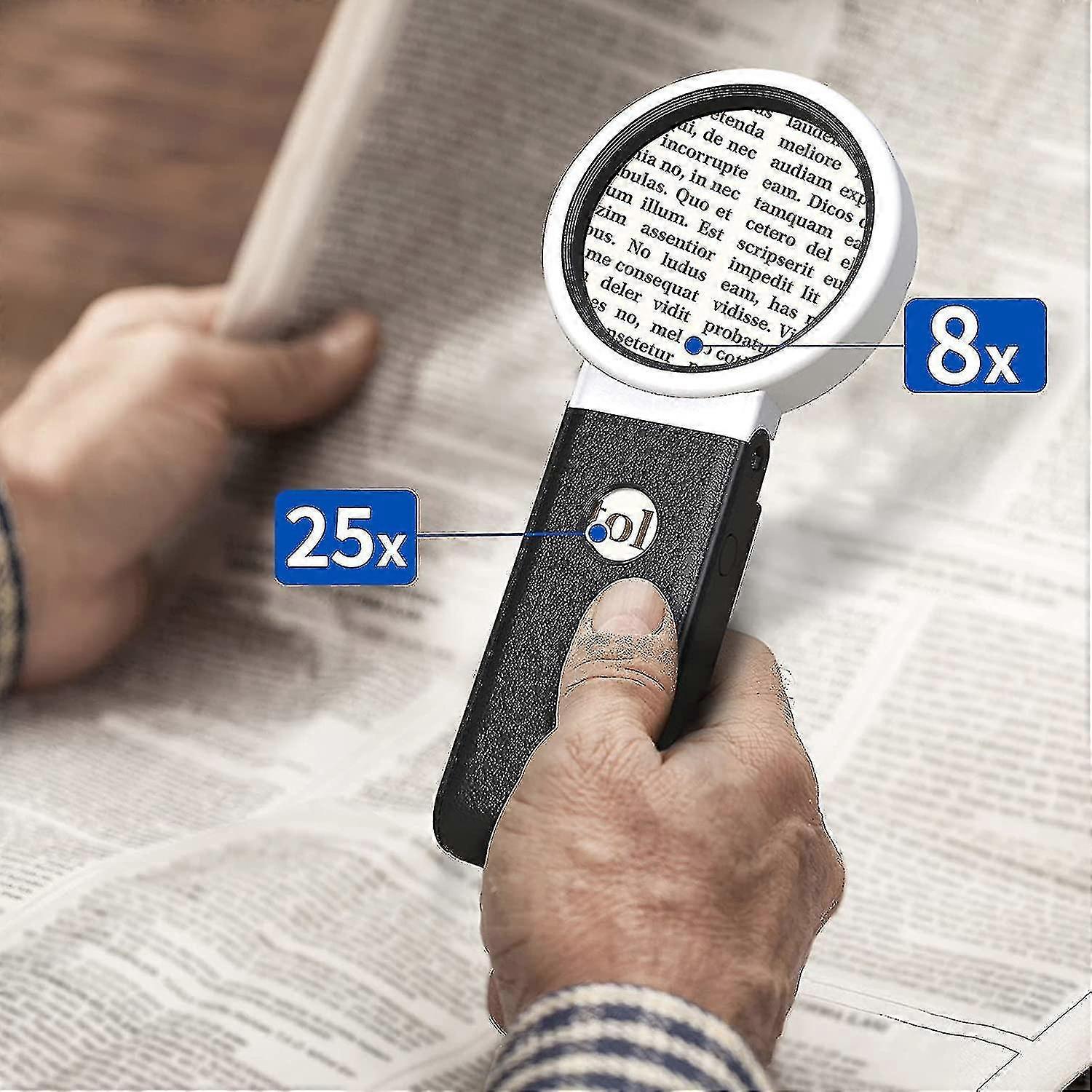 Magnifying Glass With Led Light Standable - 25x 8x Handheld Foldable ...