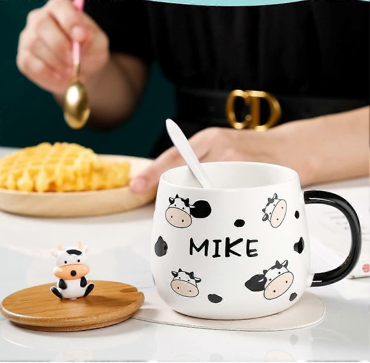 Cute Cow Mug Gifts Kawaii Cup Cow Coffe Mugs with Lid and Spoon Cow ...