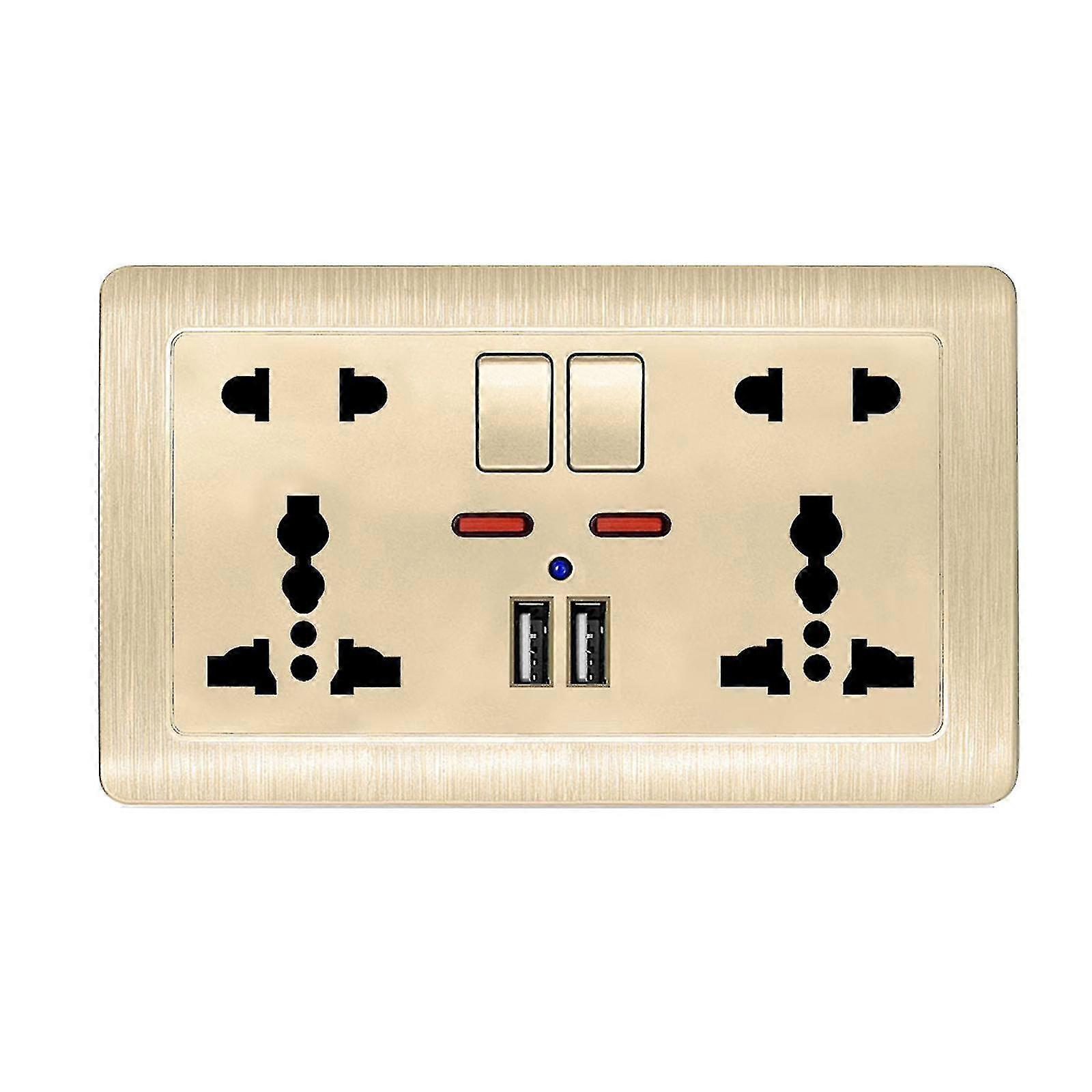 Double Wall Power Socket Universal 5 Hole 13a Dual Usb Charger Port Socket With | Fruugo UK