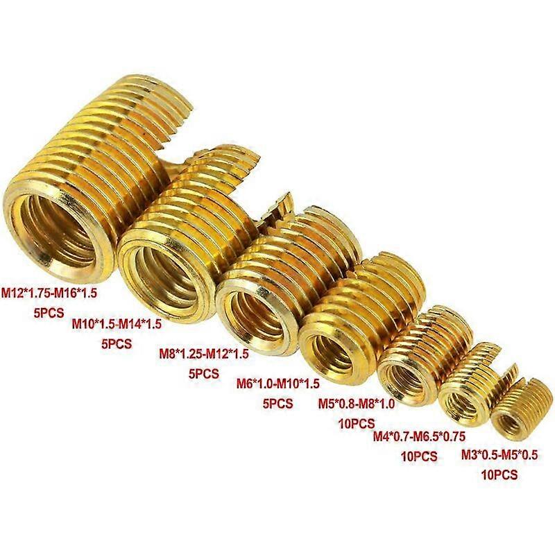 50 PCS Self Tapping Thread Insert Brass Thread Split Insert Combination ...