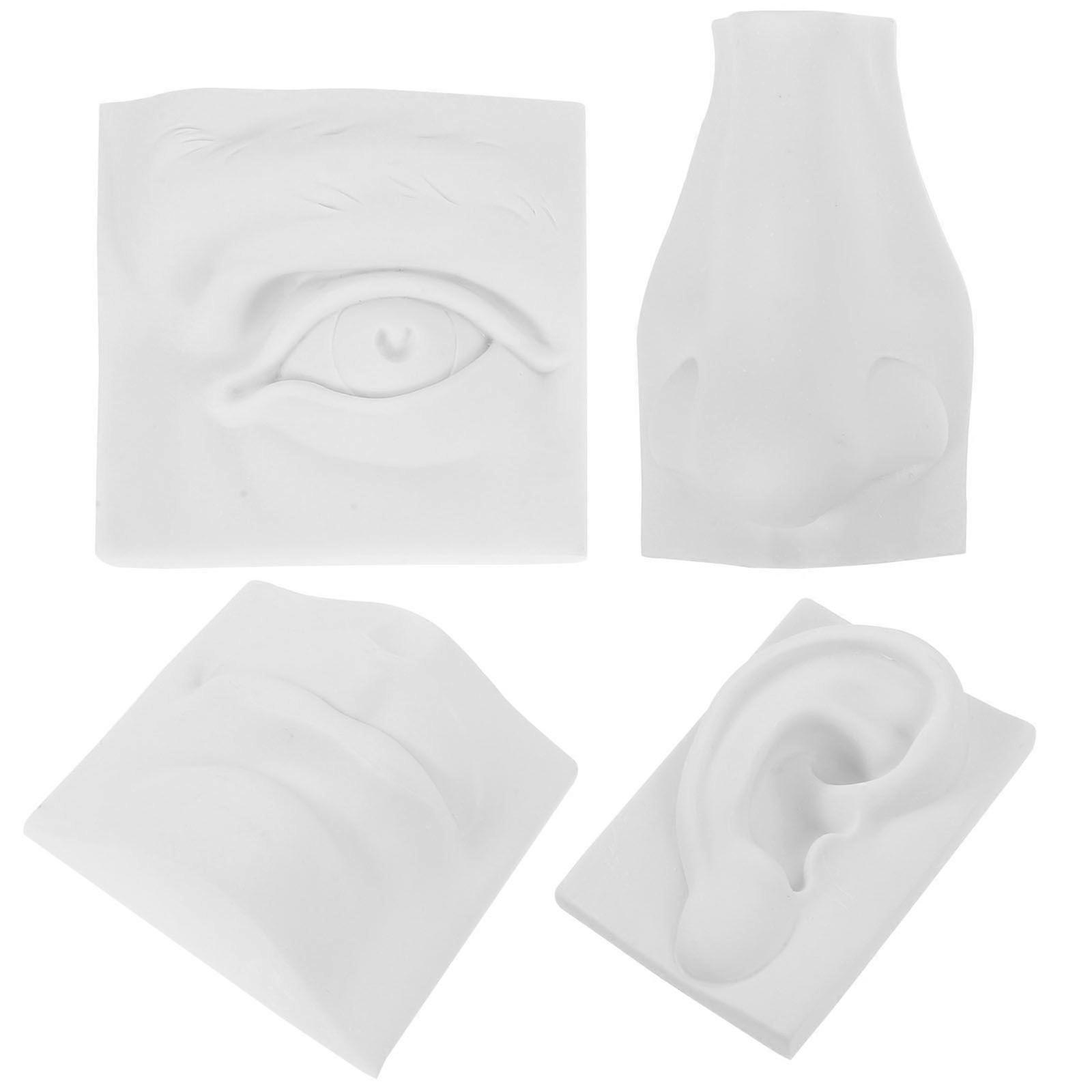 1 Set of Gypsum Facial Features Sculpture Model Sketch Drawing Practice ...