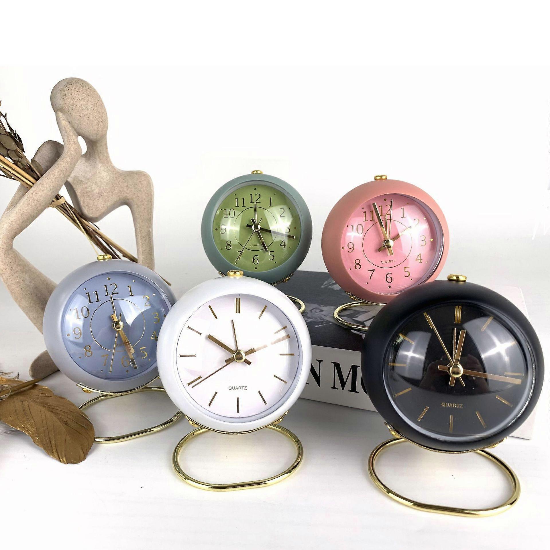 Analog Alarm Clock with Lights, Small Silent Retro Alarm Clock Student ...