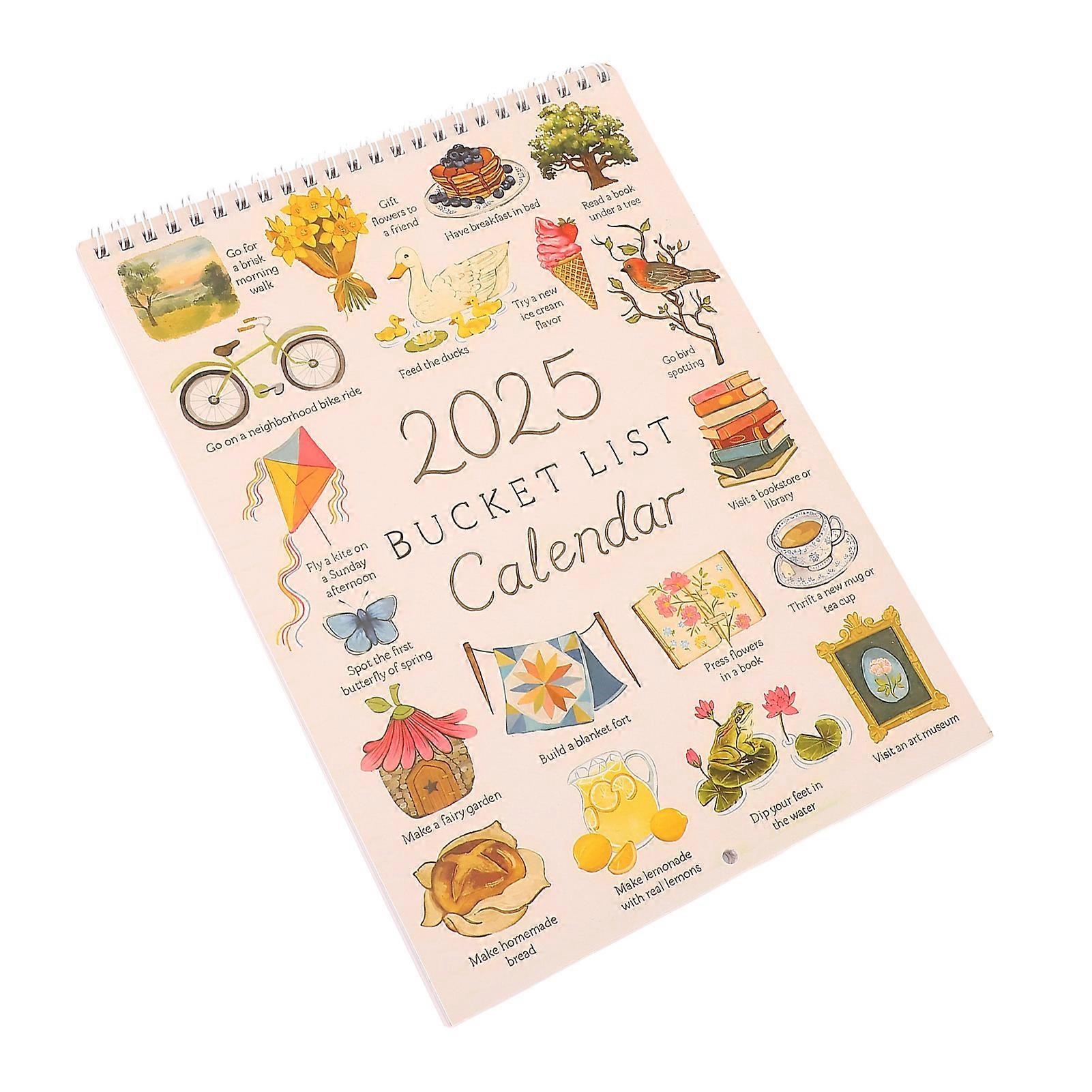 2025 Bucket List Calendar Paper Wall Hanging 2025 12 Monthly Art ...