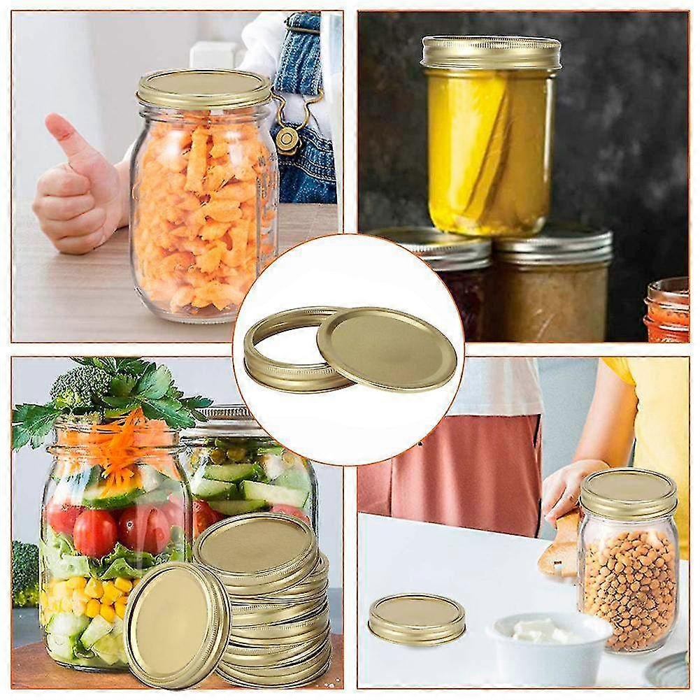 Stainless Steel Mini Glass Jar Lids with Sealing Covers - 20-Pcs Gold ...