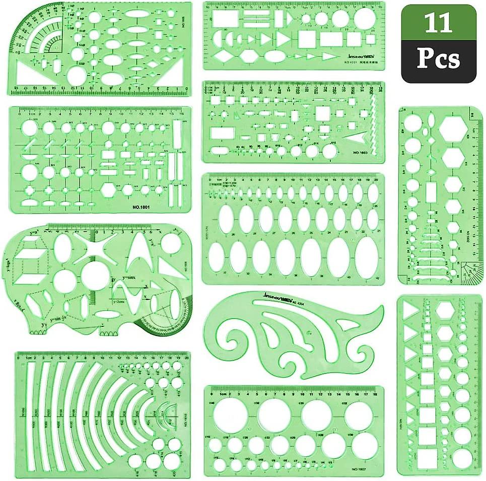 Pxcl 11 Pieces Plastic Measuring Templates Circle Template Geometric ...