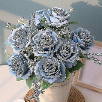 Artificial Blue Roses Flowers Silk Flower Bouquet Artificial Flowers ...