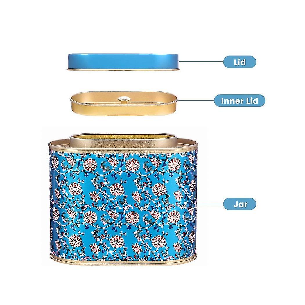 3pack Tea Tins For Loose Tea With Lid Oval Shape 3.53-7oz Sealed Jar ...
