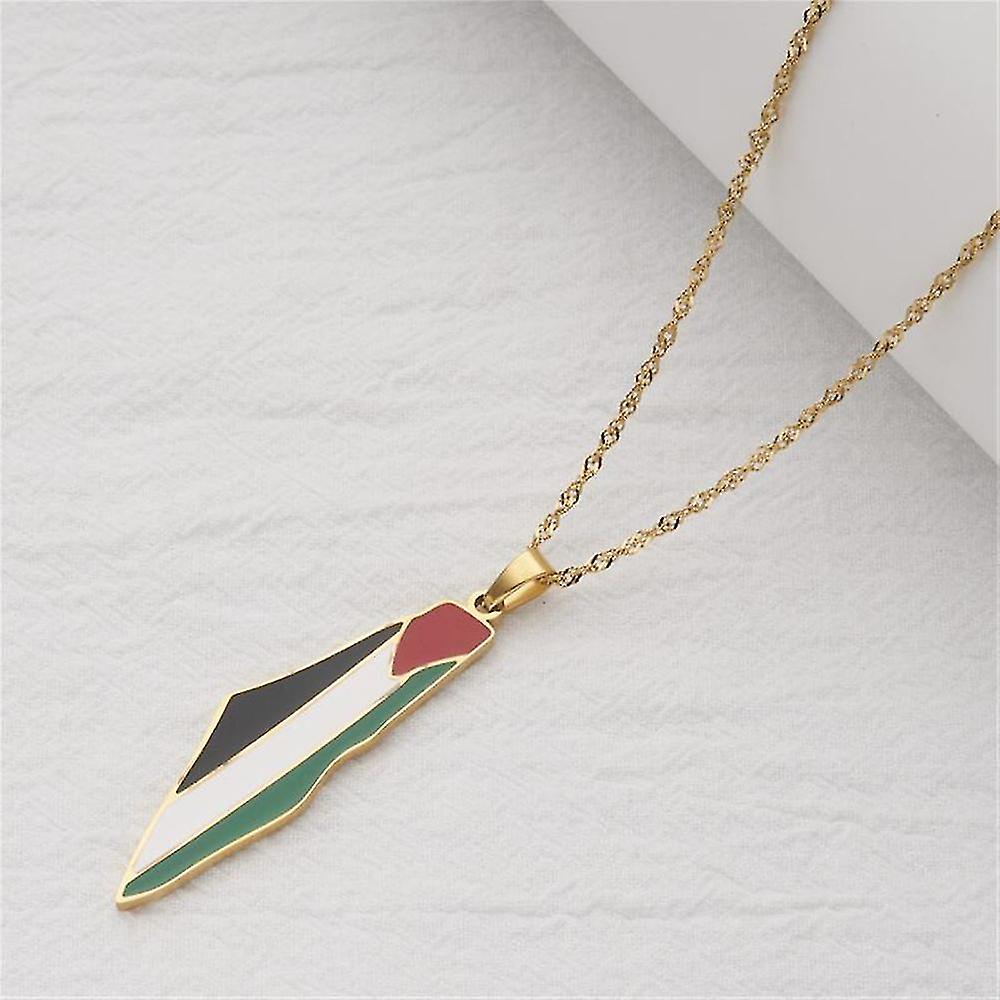 Stainless Steel Israel Palestine Map Flag Pendant Necklaces For Women ...
