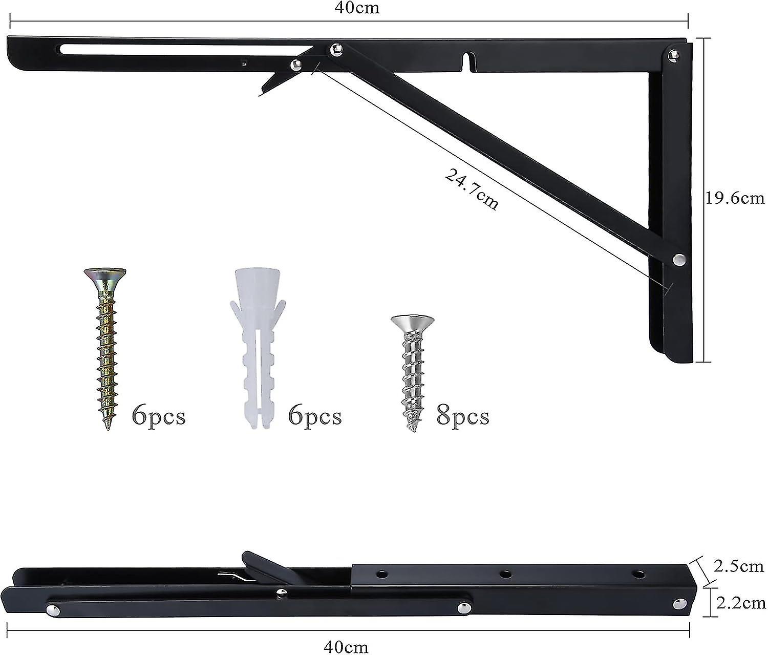 Shelf Brackets, 40 Cm, 2 Pack Folding Console, Heavy Duty Folding Shelf ...