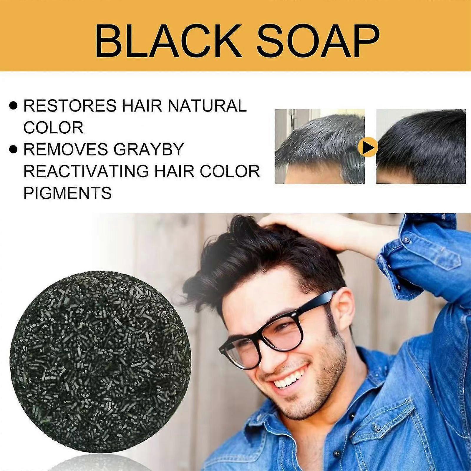Black Soap for Gray Hair, Reverse Gray Hair Coverage Bar Soap, Hair ...