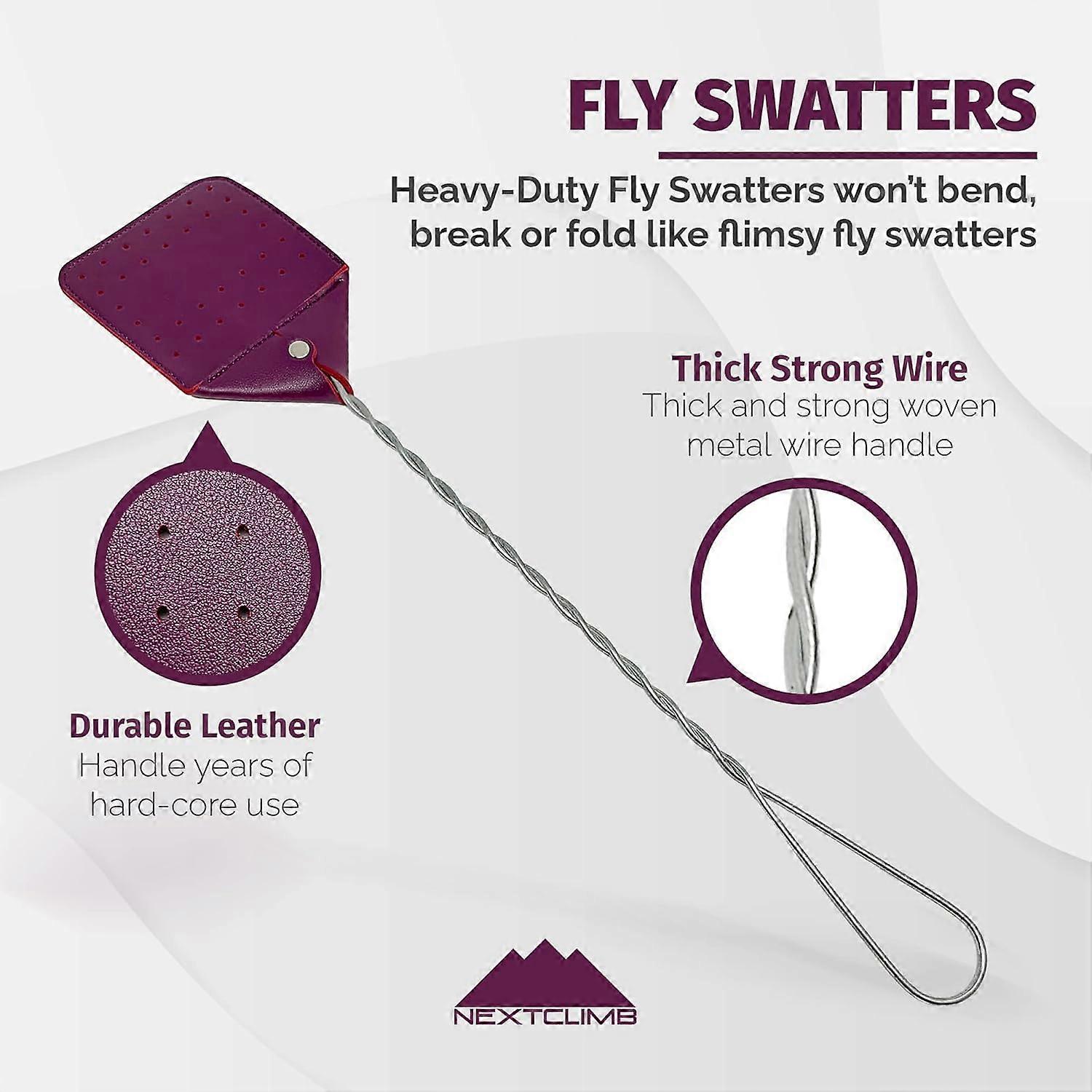 Fly Swatter Heavy Duty - Purple Leather Fly Swatter - Made with Thicker ...