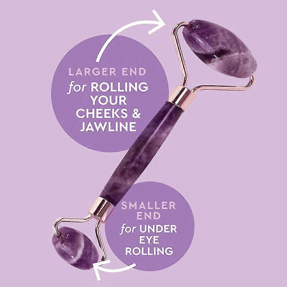 Jade Roller for Face Amethyst Derma Roller and Gua Sha Set for Skincare ...