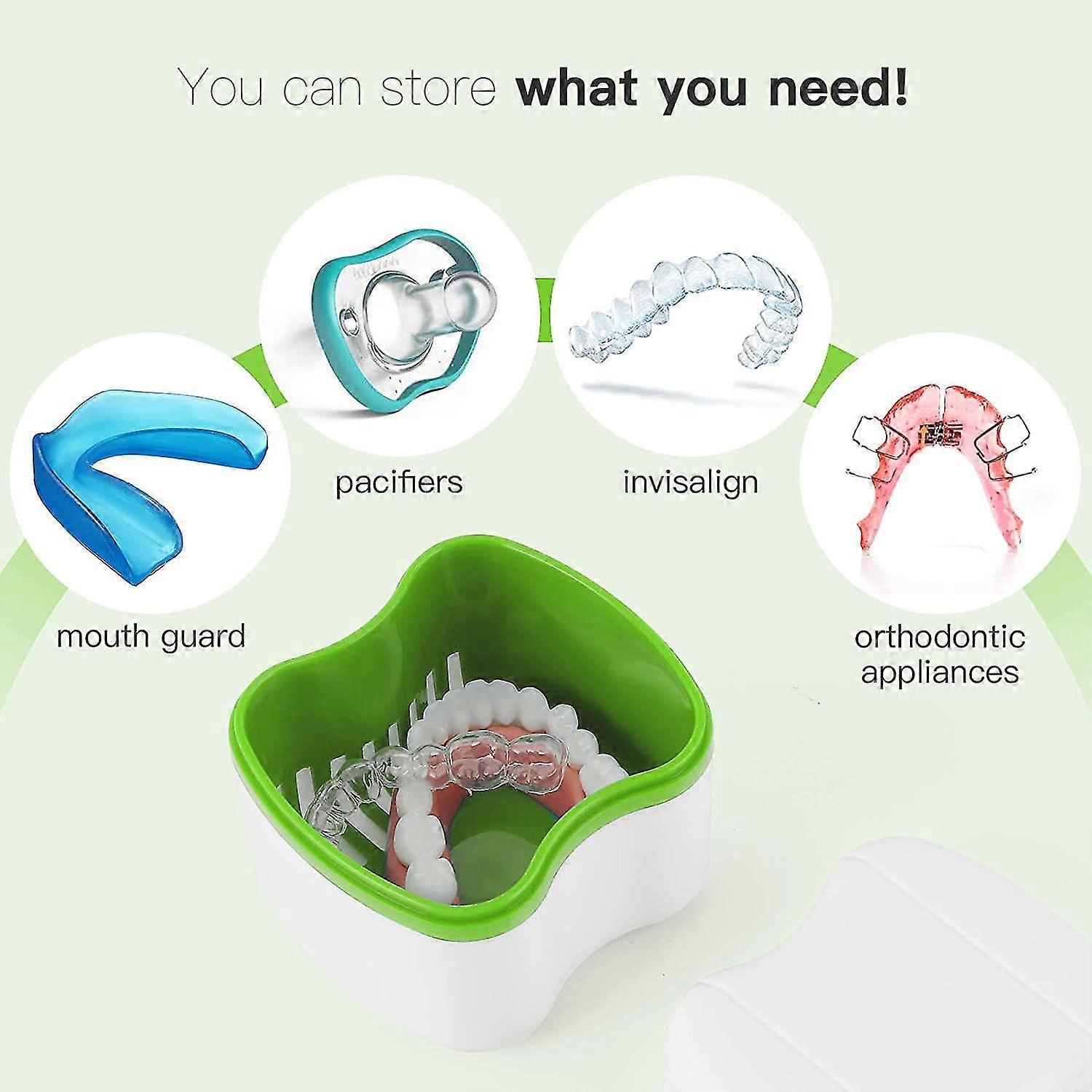 Dental Retainer Box With Rinseable Basket, Denture Box Denture Storage ...