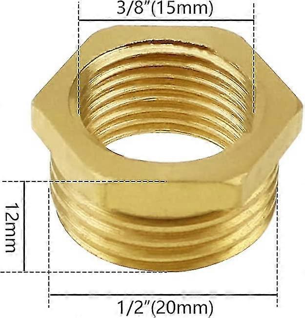 Brass Reducer Bushing Connector 1/2" (20mm) Male X 3/8" (15mm) Female ...
