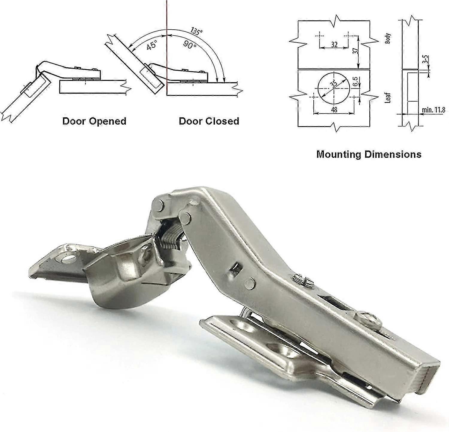 45 Degree Angle Hinge 35mm With Damper Soft Closing Hinge For Multi ...
