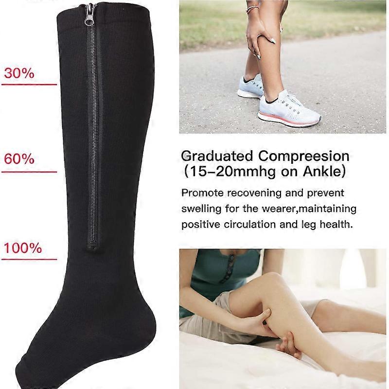 Medical Zipper Compression Sock Women Men High Elasticity Nylon Closed ...