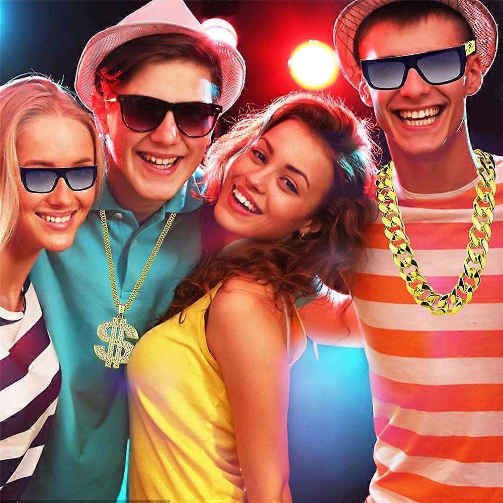 80s 90s Hip Hop Costumes Outfit, 4Pcs/set Fake Gold Chain, Twist Leg ...