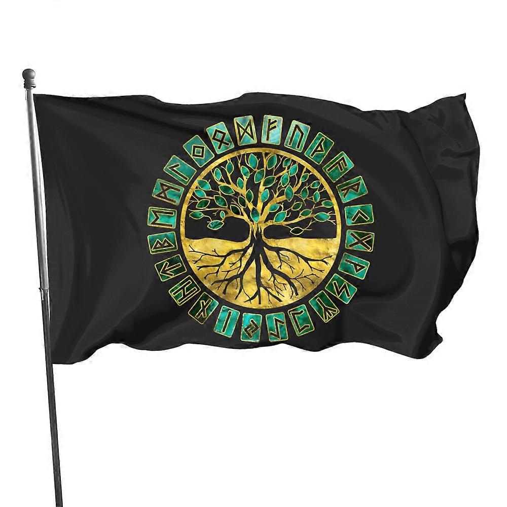 Yggdrasil Tree Runes Flag Viking Tree of Life Flags Norse Mythology ...