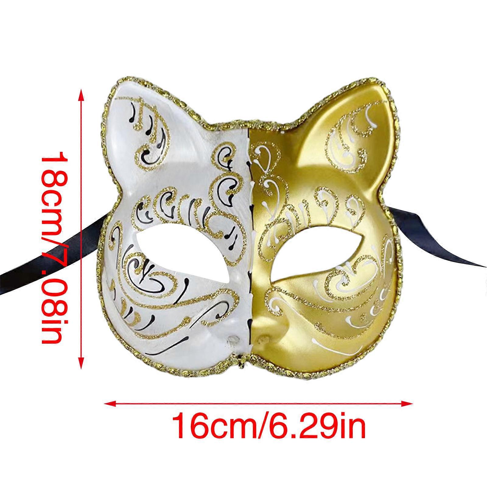 Halloween Cats Face Mask Masquerade Cats Mask For Women Man Cosplay ...
