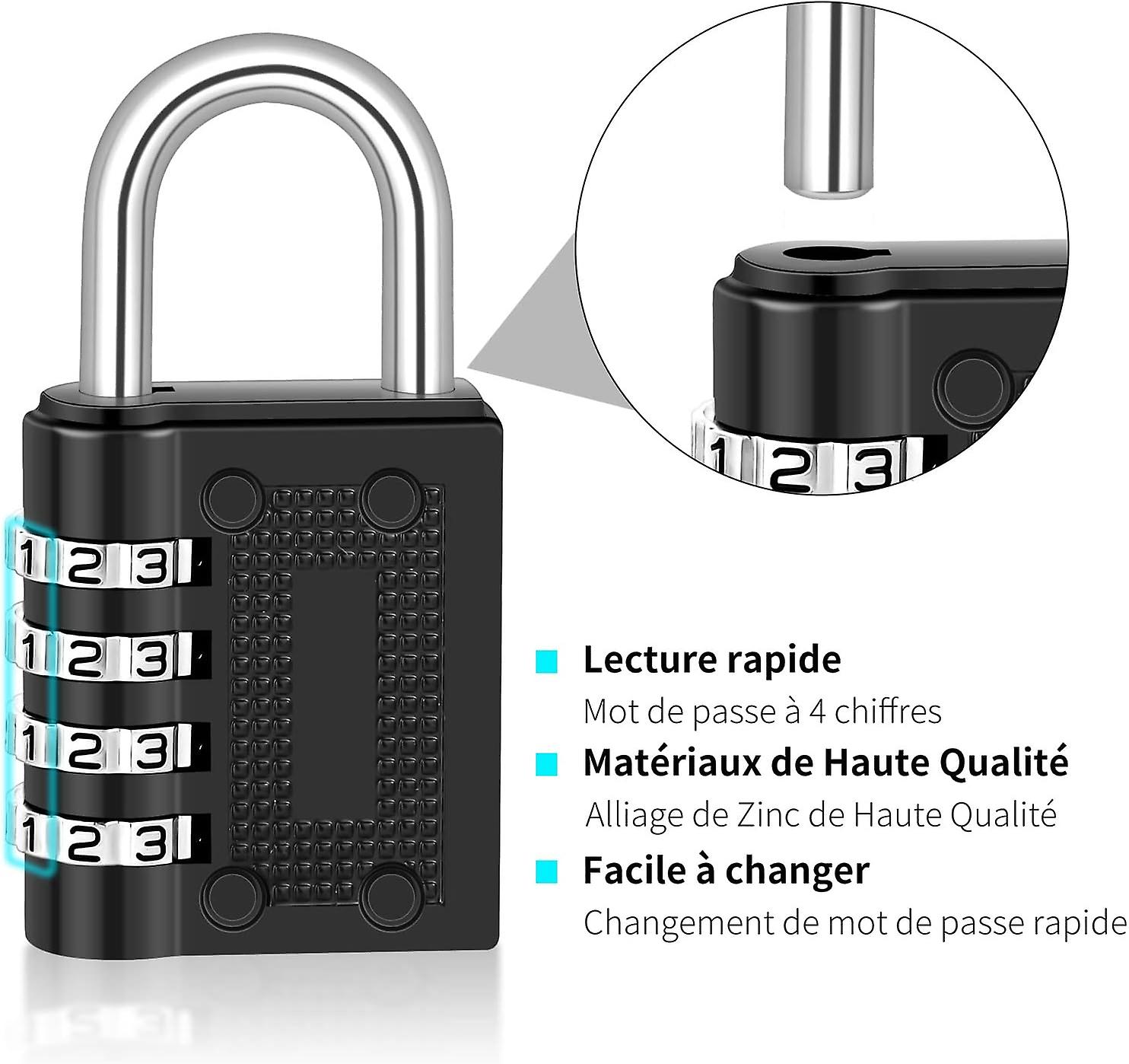Pack of 2 4-Digit Code Padlock, Zinc Alloy Combination Padlock Code ...